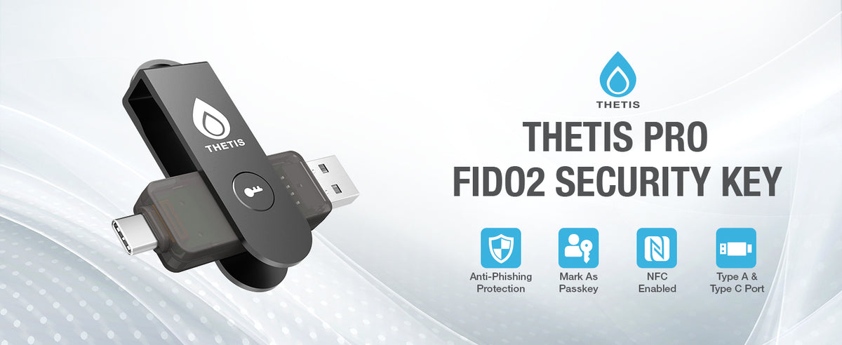 Thetis PRO FIDO2 Security Key - Passkey, USB-A, USB-C & NFC