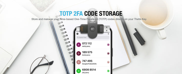 Thetis PRO FIDO2 Security Key - Passkey, USB-A, USB-C & NFC