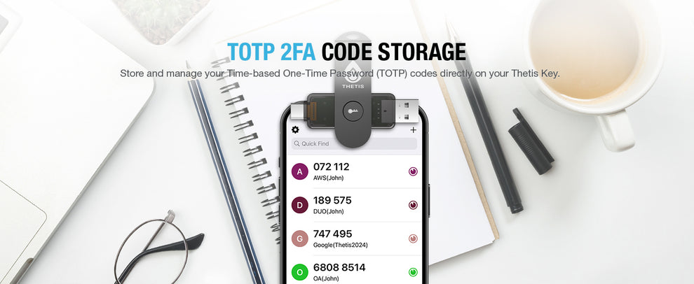 Thetis PRO FIDO2 Security Key - Passkey, USB-A, USB-C & NFC