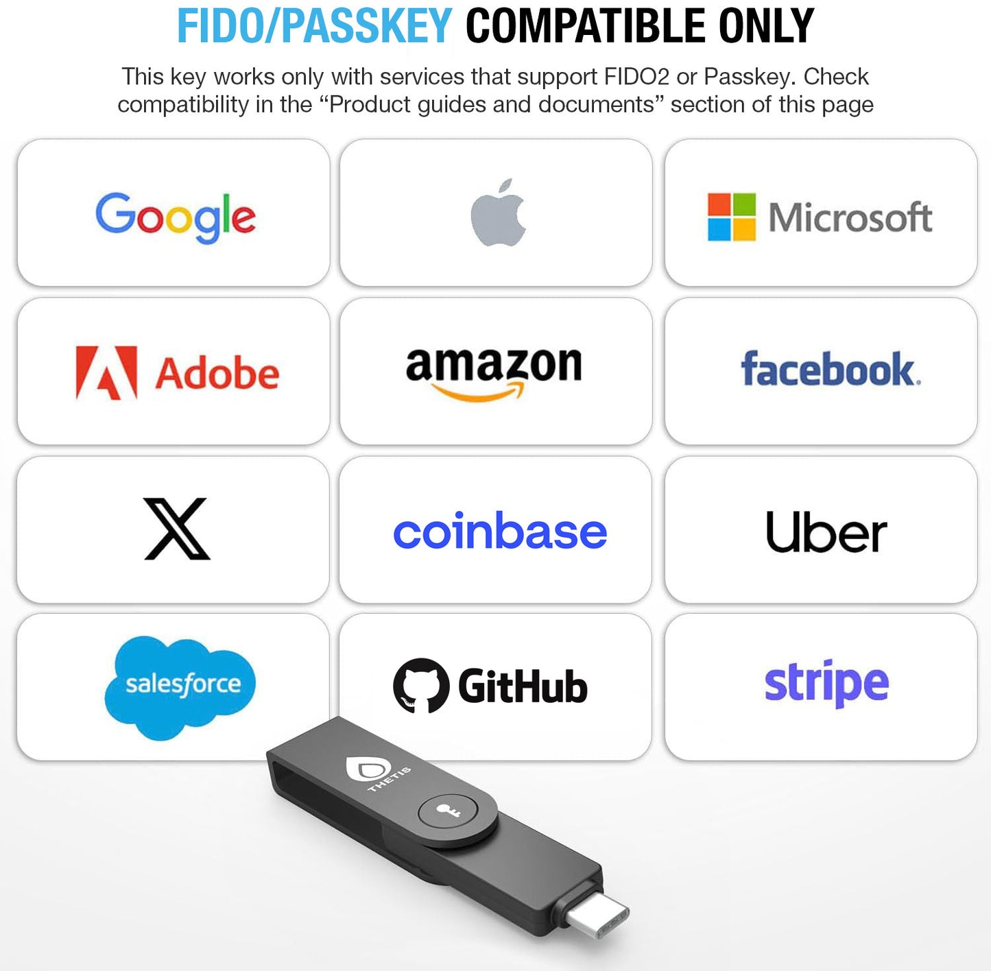 FIDO2 USB-C + NFC + TOTP/HOTP Passkey
