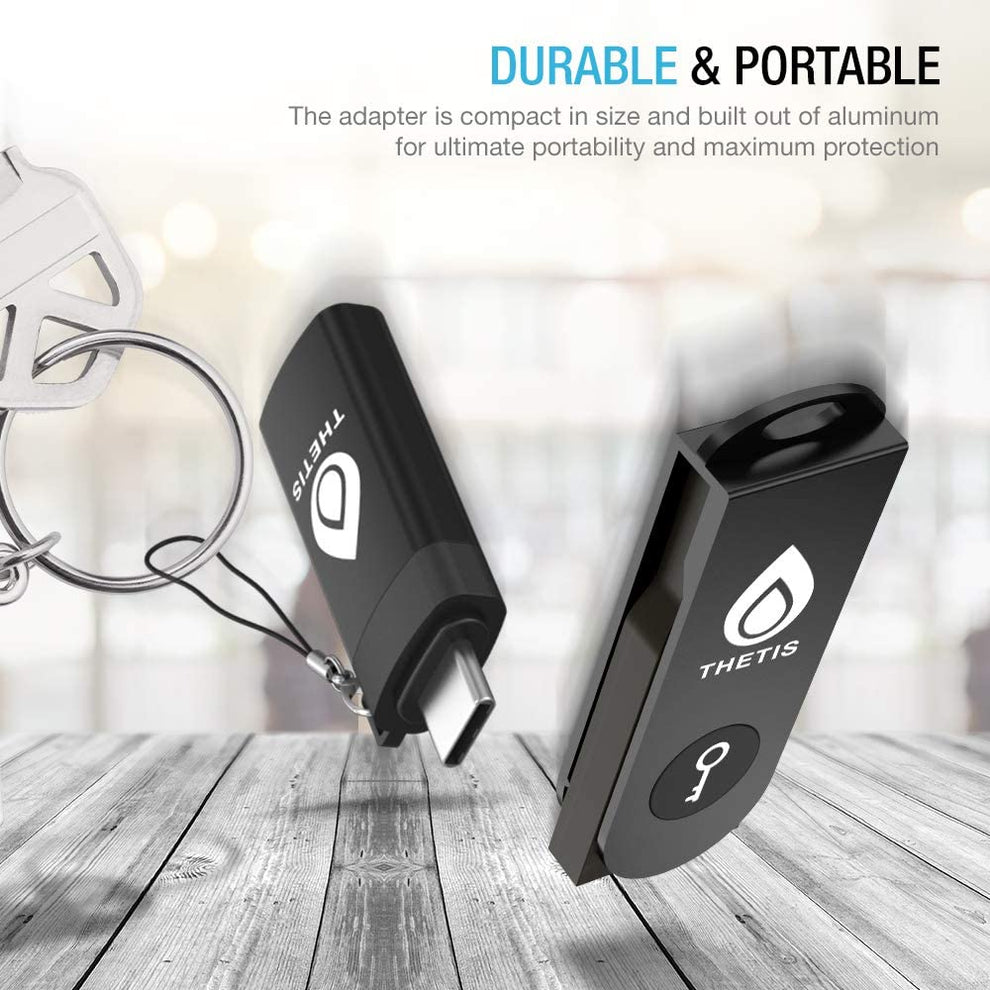 Thetis FIDO2 Security Key - Passkey, USB-A & USB Type C Adapter