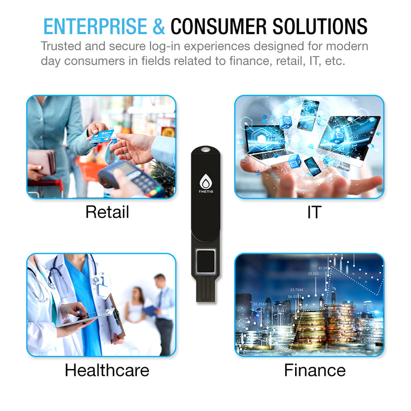 Thetis FIDO2 fingerprint security key - Passwordless Passkey&2FA/MFA